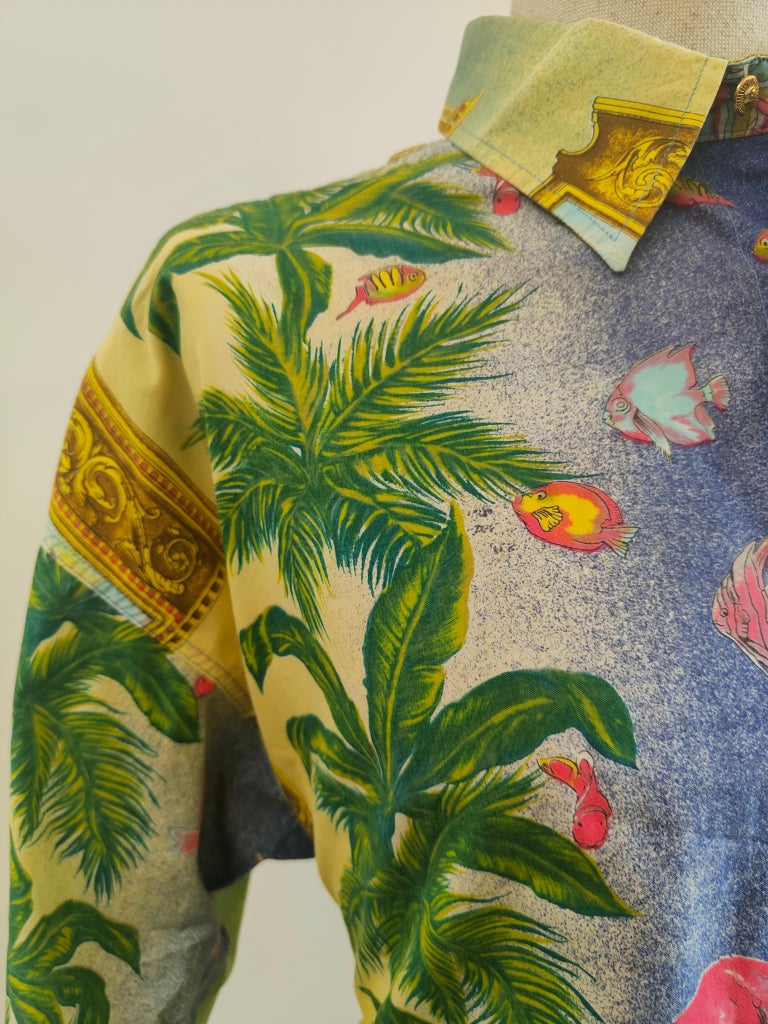 Versace iconic multicoloured cotton shirt For Sale at 1stDibs