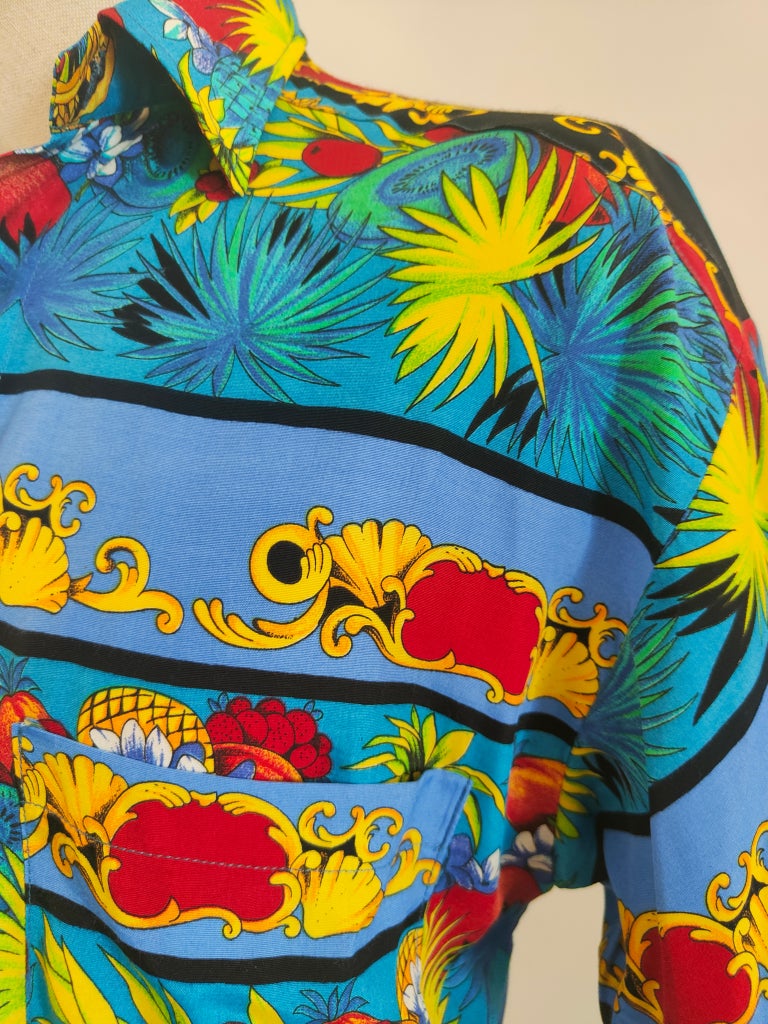 Versace iconic multicoloured cotton shirt For Sale at 1stDibs