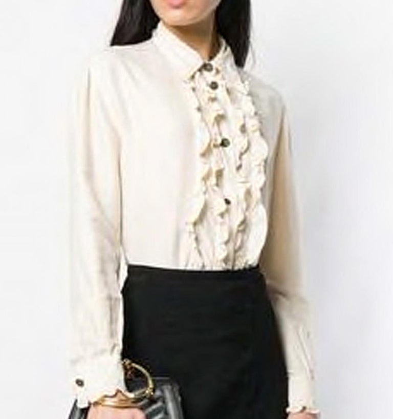Versace Ivory Silk Blouse For Sale at 1stDibs