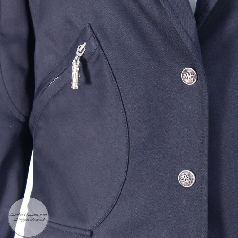 Versace Jacket Blazer Military Style Navy NWT NOS Size 46 For Sale at ...