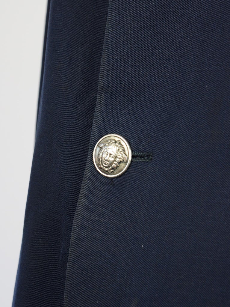 Versace Jeans Couture Navy Blue Medusa Buttons Blazer Zippers 2000s For ...