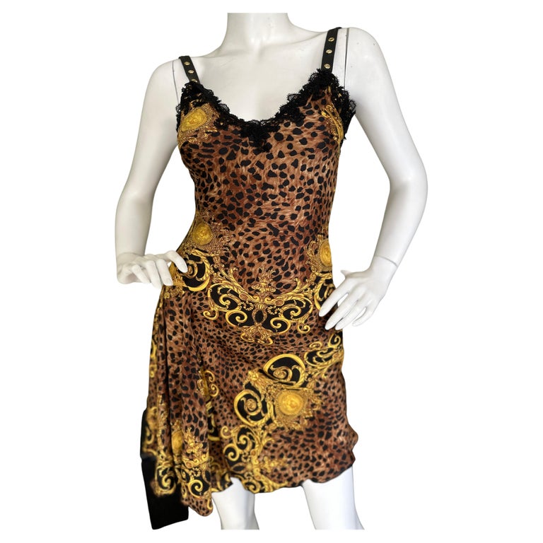 Versace Jeans Couture Vintage Baroque Leopard Pattern Mini Dress For ...