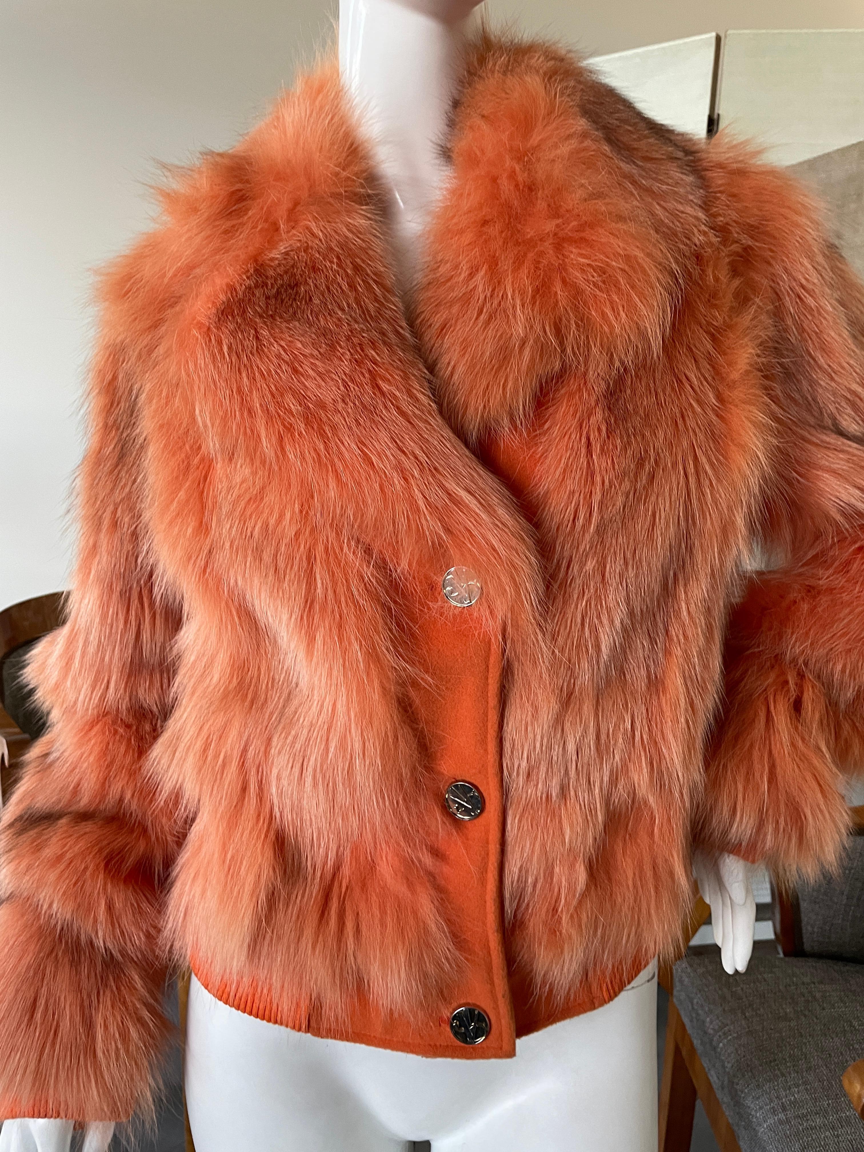 Versace Jeans Couture Vintage Orange Fox Fur Jacket For Sale at 1stDibs ...