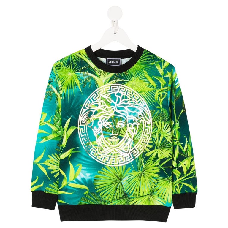 Versace KIDS Tropical Green Verde Jungle Print w/ Medusa Foil ...
