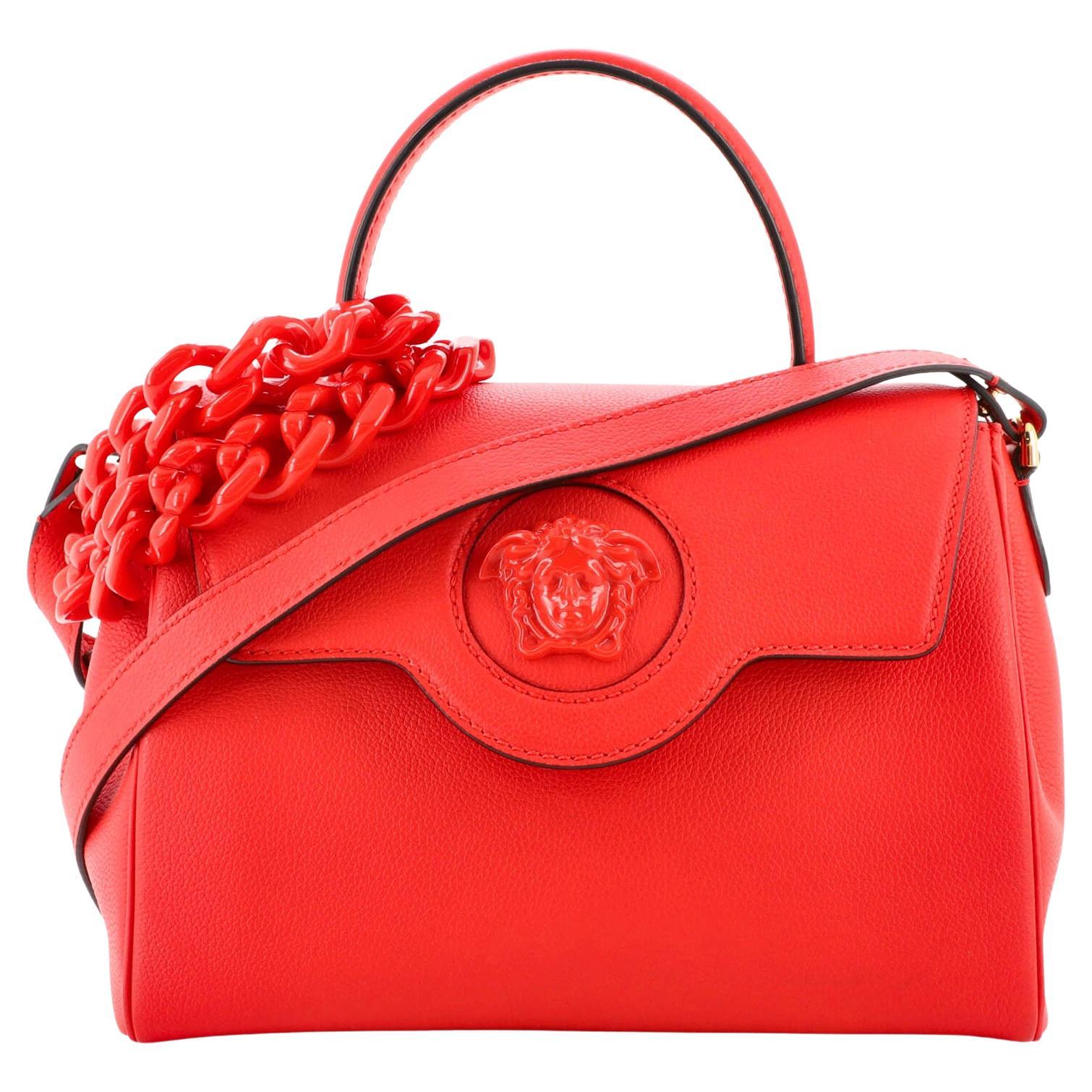 New Gianni Versace Couture Red Patent Leather Gold Chain Medium ...