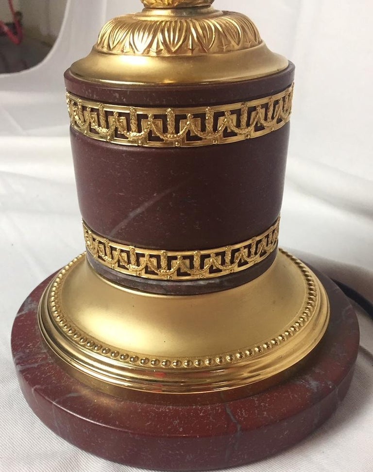 Versace Lamp, Neoclassical Bronze and Red Marble Base at 1stDibs