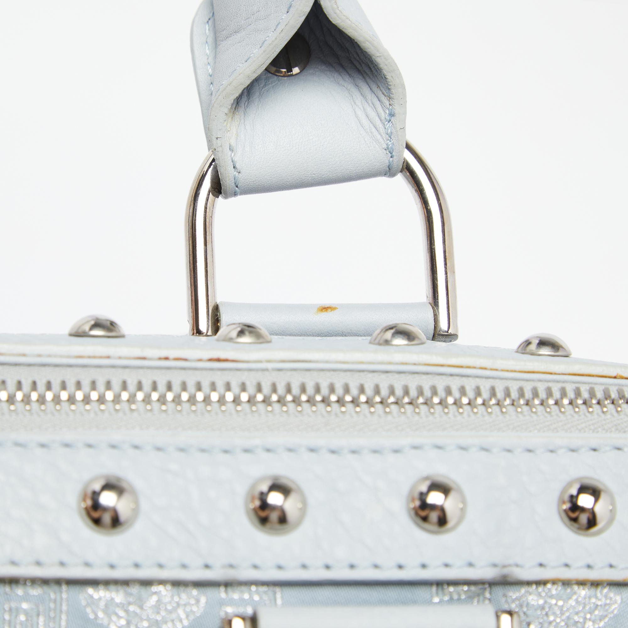 Versace Light Blue Fabric and Leather Madonna Satchel at 1stDibs
