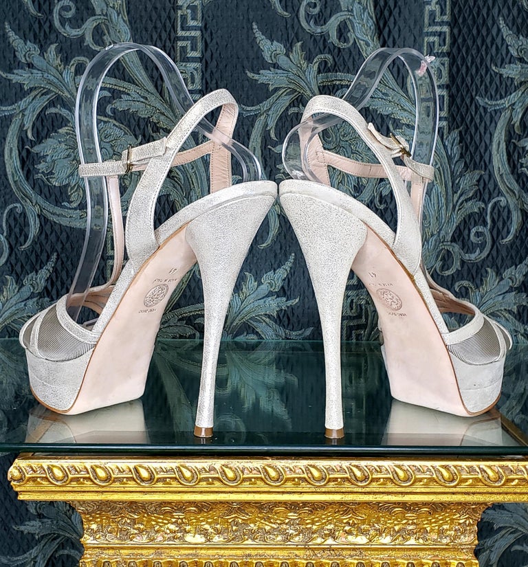 VERSACE LIGHT GOLD LEATHER DOUBLE PLATFORM SANDALS AS Seen On Kate For ...
