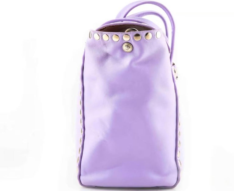 VERSACE LILAC NAPPA LEATHER BAG with STUDS For Sale at 1stDibs
