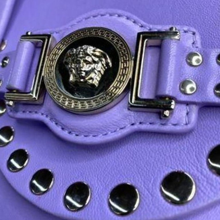 VERSACE LILAC NAPPA LEATHER BAG with STUDS For Sale at 1stDibs