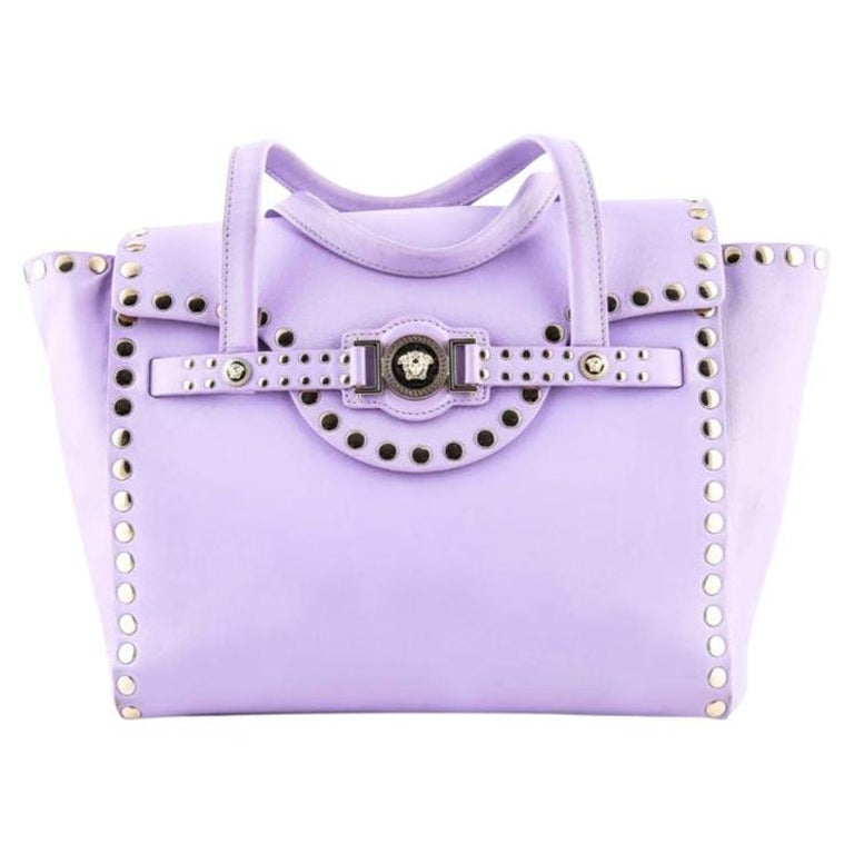 VERSACE LILAC NAPPA LEATHER BAG with STUDS For Sale at 1stDibs