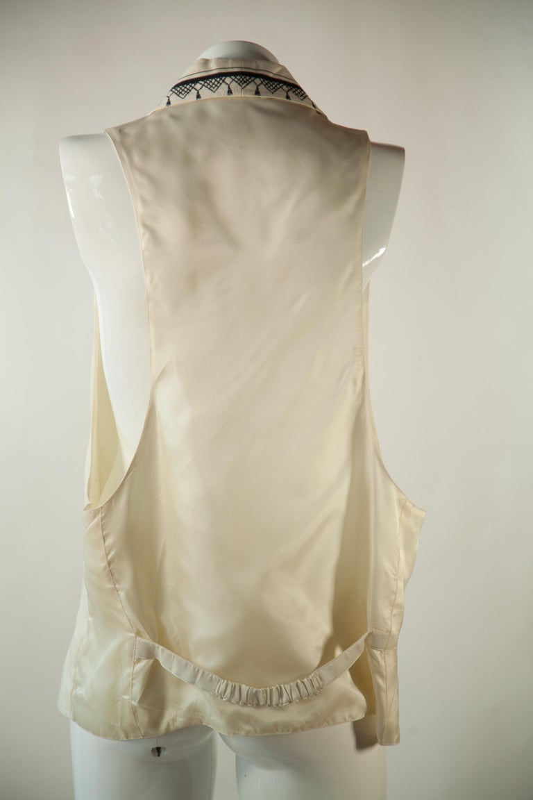 Gianni Versace, Creme Linen Vest with Embroidered Collar, 1980s For ...