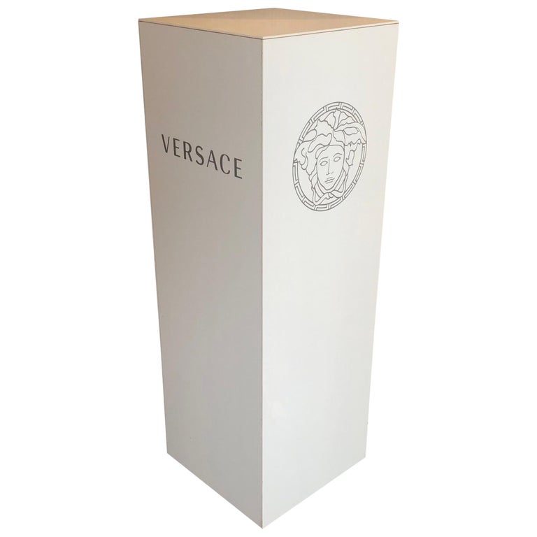 Versace Logo Pedestal in White Plastic Laminate at 1stDibs