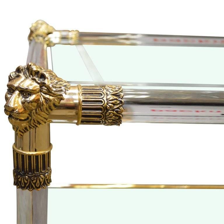 Versace Lucite and Glass Top Side Table with Lion Heads and Feet of ...