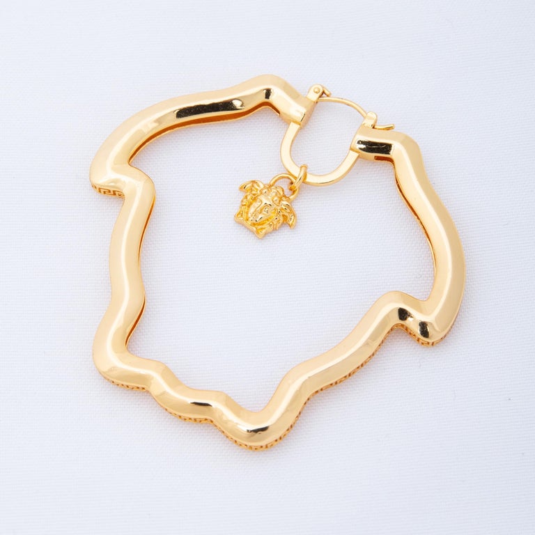 Versace Medusa Curve Hoop Earrings For Sale at 1stDibs