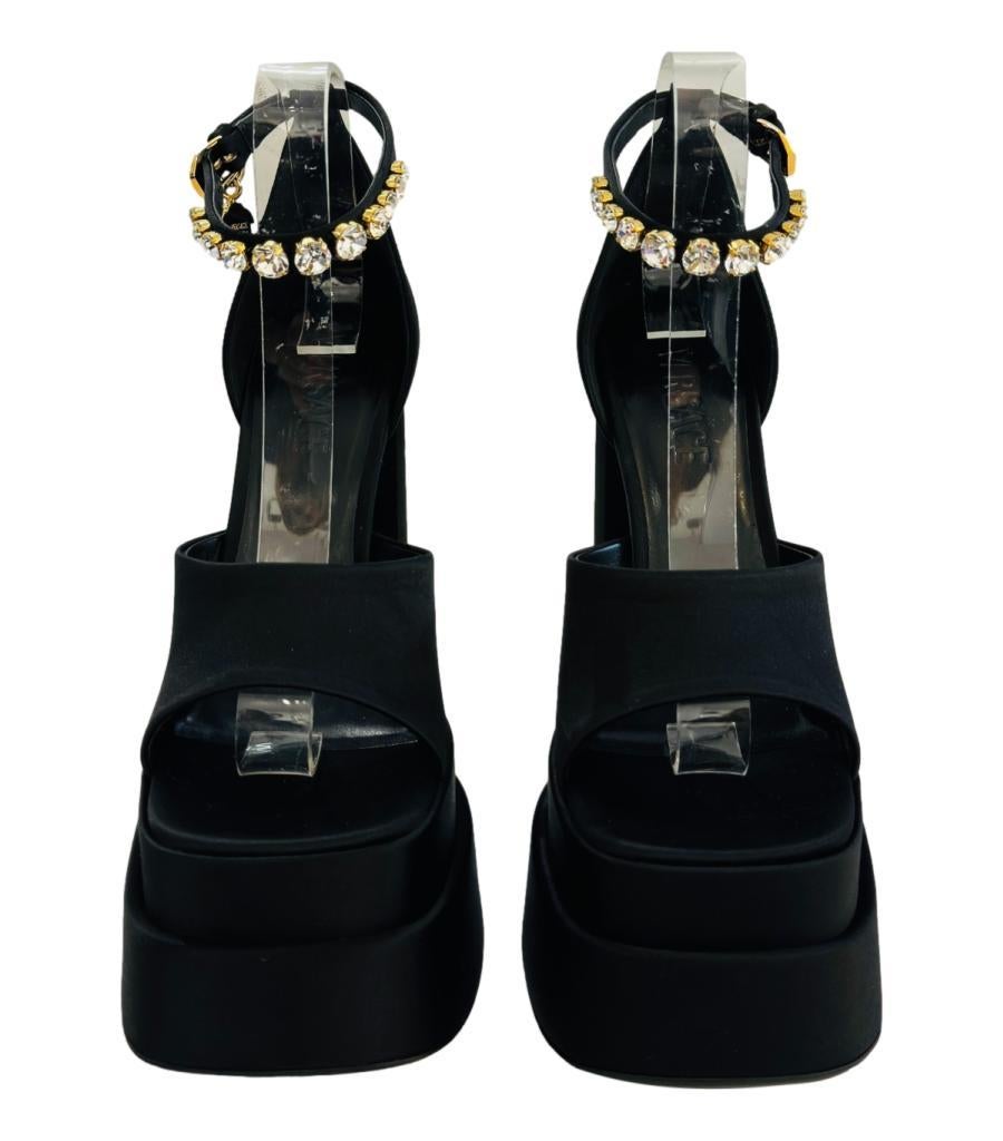 Versace Medusa Detail Satin Platform Sandals For Sale at 1stDibs