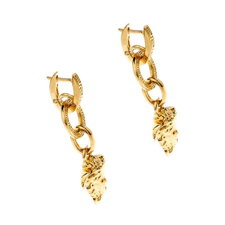 Versace Medusa Gold Tone Dangle Earrings For Sale at 1stDibs | versace ...