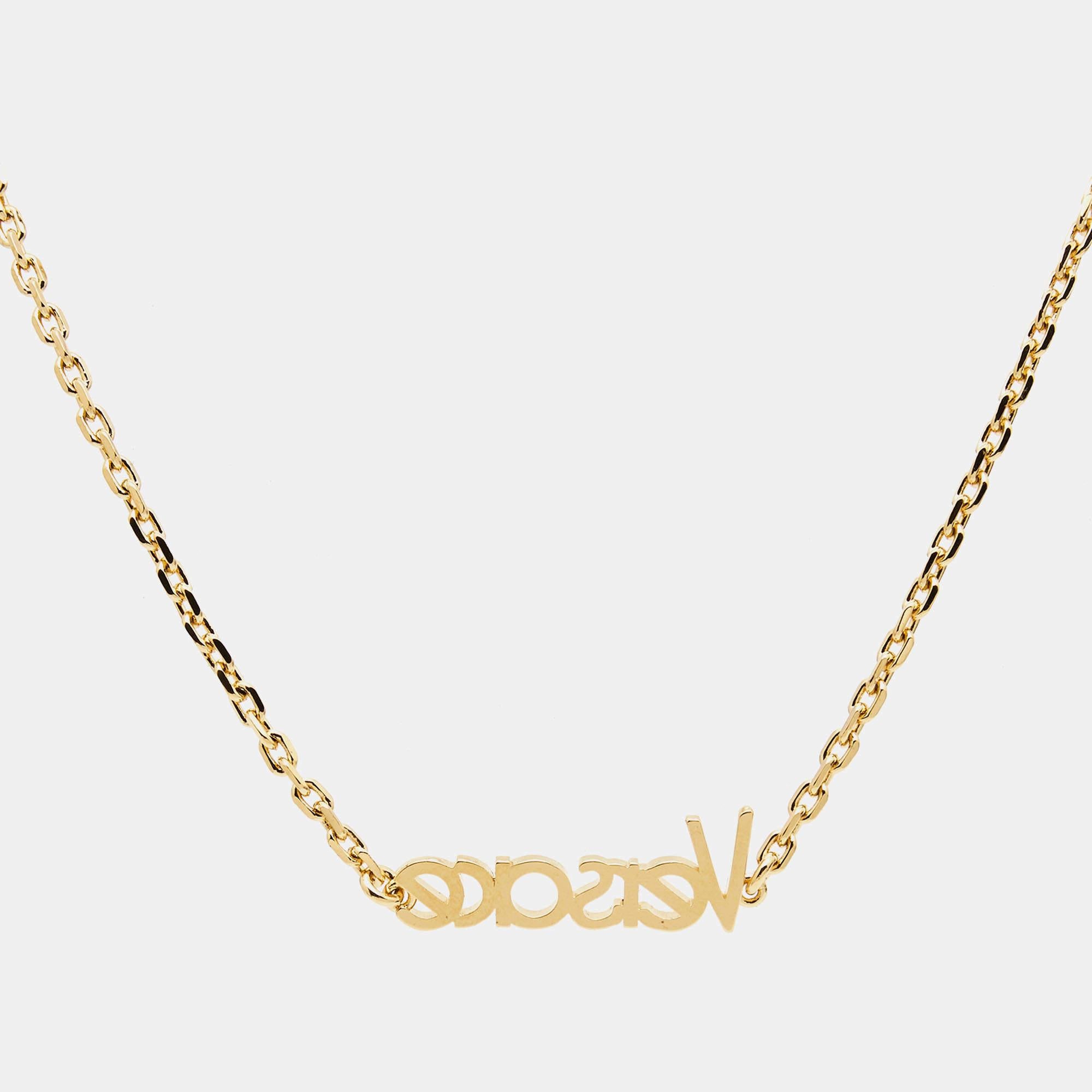 Versace Medusa Gold Tone Necklace For Sale at 1stDibs