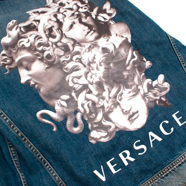 Versace Medusa Print Denim Jacket 50 L at 1stDibs