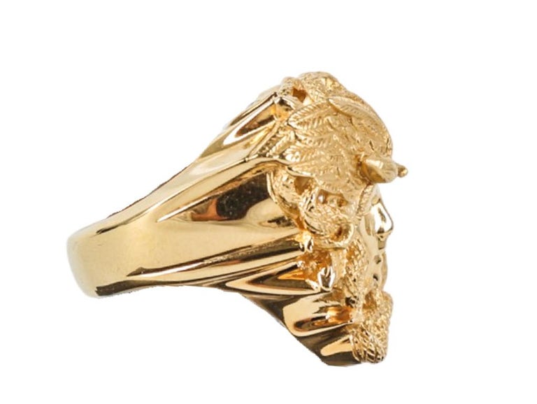 VERSACE MEDUSA RING - Matte and Shiny Gold For Sale at 1stDibs