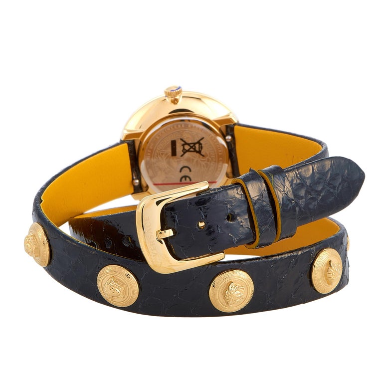 Versace Medusa Stud Icon Quartz Black Leather Watch VERF01218 at 1stDibs