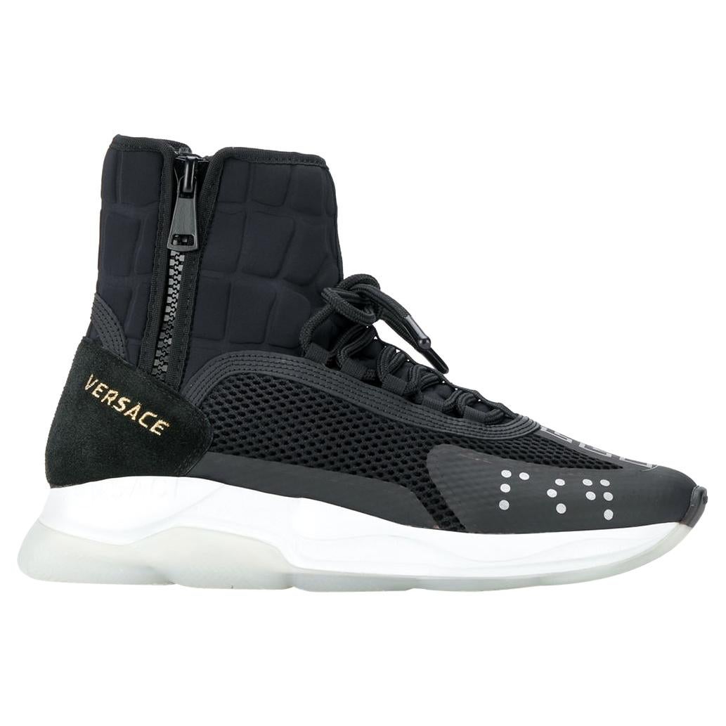 Versace Collection Men Navy Suede Leather Low Top Sneakers For Sale at ...