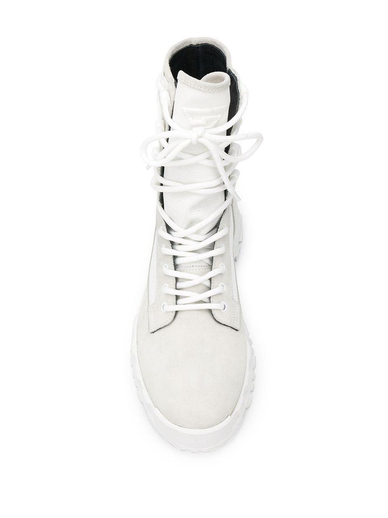 Versace Mens SS20 Runway White Mid-Calf Lace-Up Combat Boots / Sneakers ...