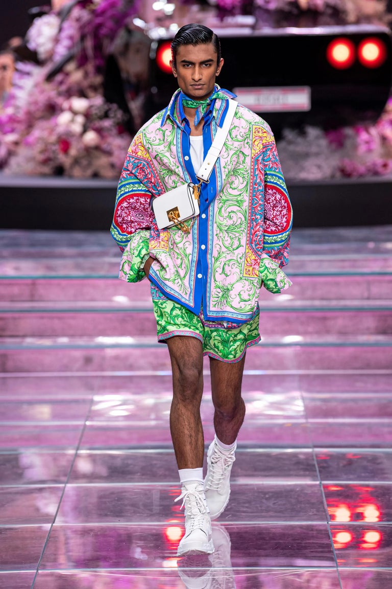 Versace Mens SS20 Runway White Mid-Calf Lace-Up Combat Boots / Sneakers ...