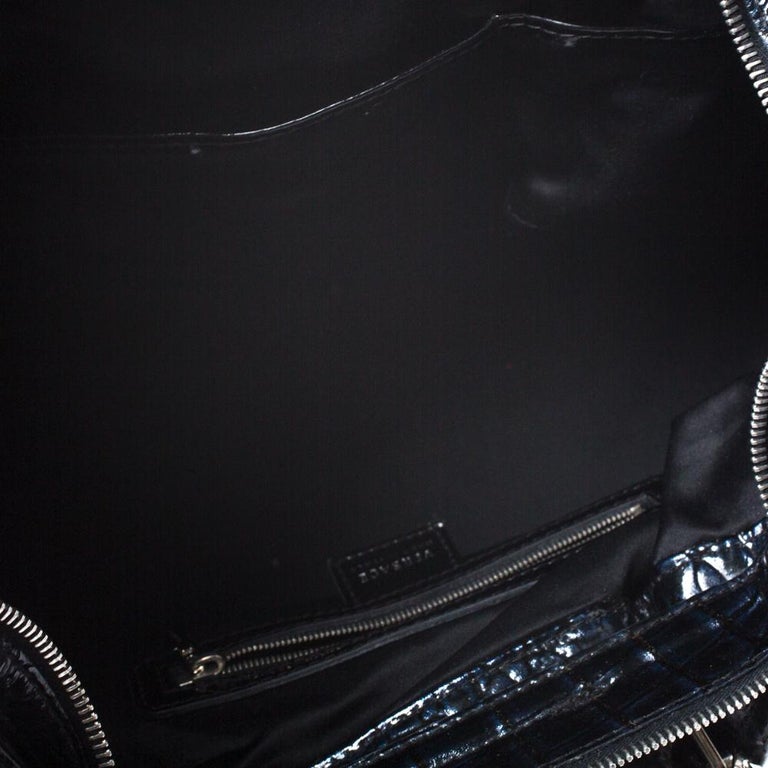 Versace Midnight Blue Croc Patent Leather Chain Tote at 1stDibs