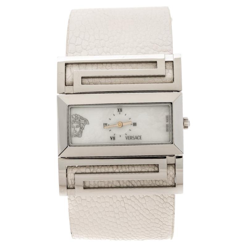 Versace White Stainless Steel Reve Carre 88Q Chronograph Womens ...
