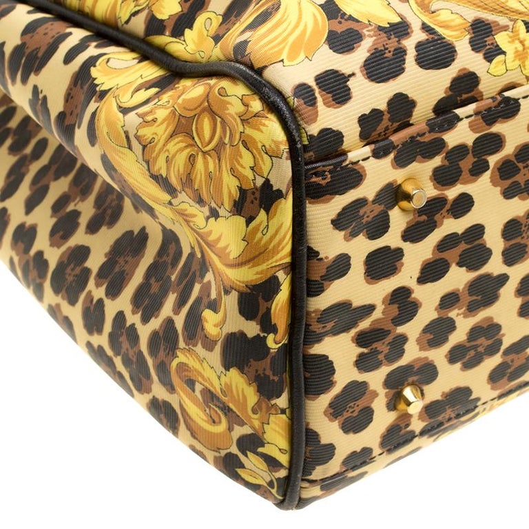 Versace Multicolor Baroque Leopard Print Tote For Sale at 1stDibs ...