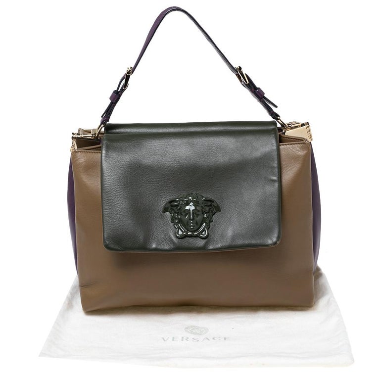 Versace Multicolor Leather Medusa Flap Top Handle Bag For Sale at 1stDibs