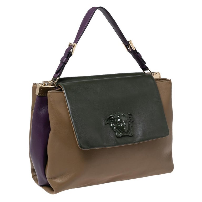 Versace Multicolor Leather Medusa Flap Top Handle Bag For Sale at 1stDibs