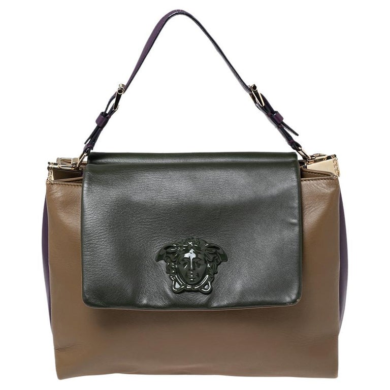 Versace Multicolor Leather Medusa Flap Top Handle Bag For Sale at 1stDibs