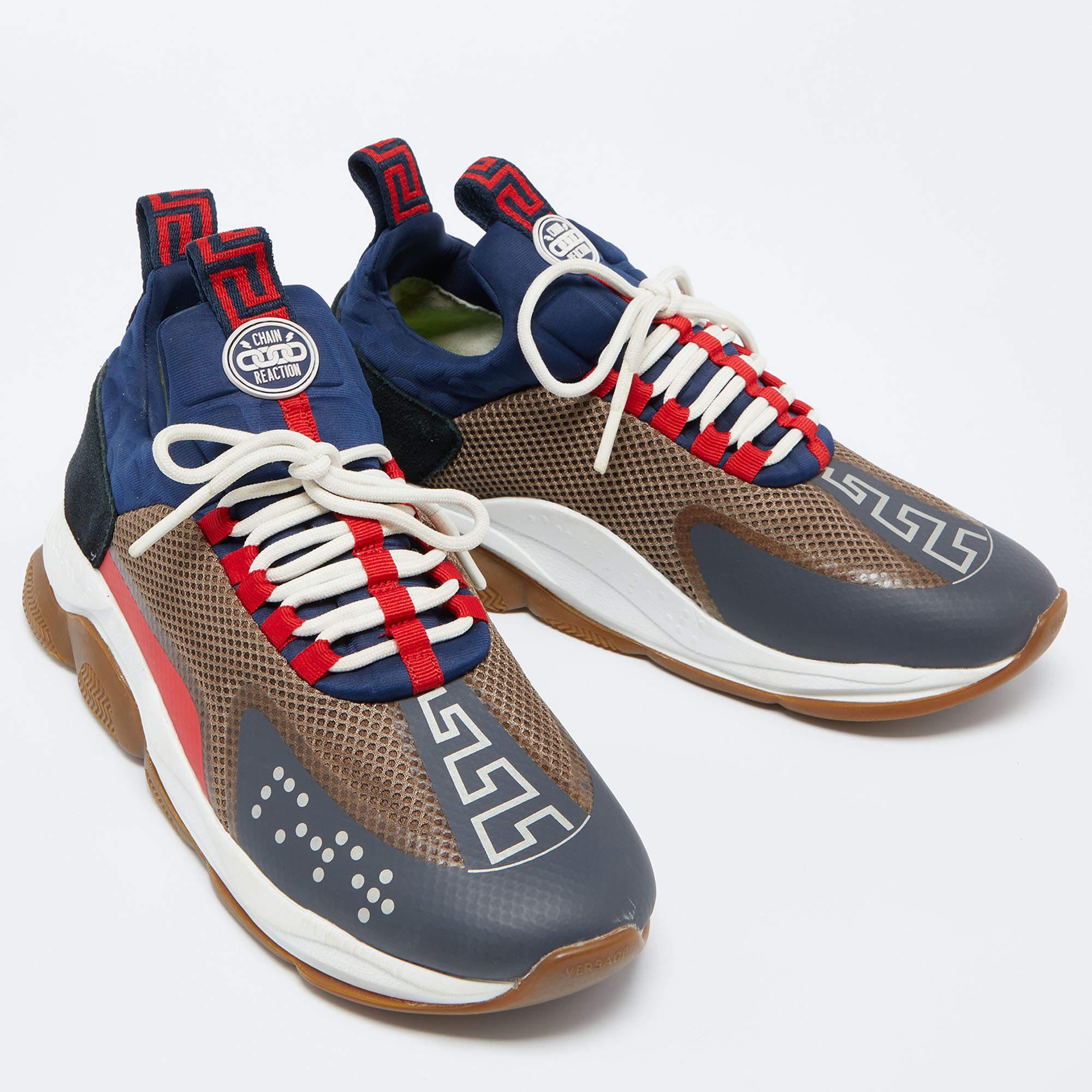 Versace Multicolour Mesh, Neoprene and Suede Sneakers Size 45 For Sale ...