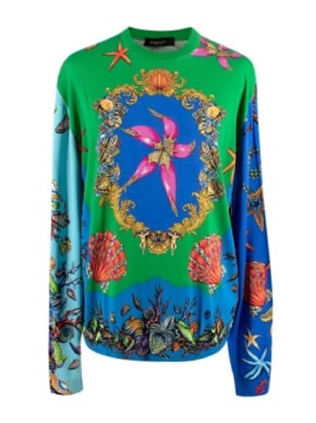 Versace Multicoloured Knitted Silk Starfish Jumper For Sale at 1stDibs