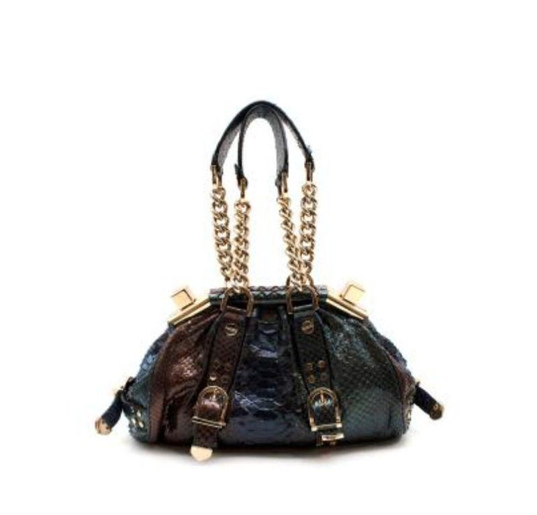 Versace Multicoloured Python Vintage Tote For Sale at 1stDibs