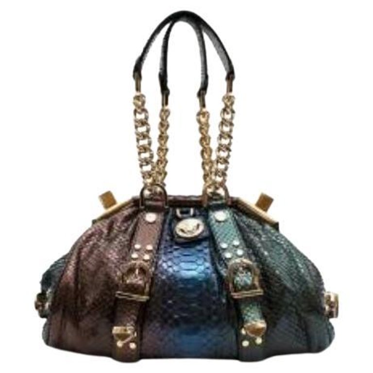 Versace Multicoloured Python Vintage Tote For Sale at 1stDibs