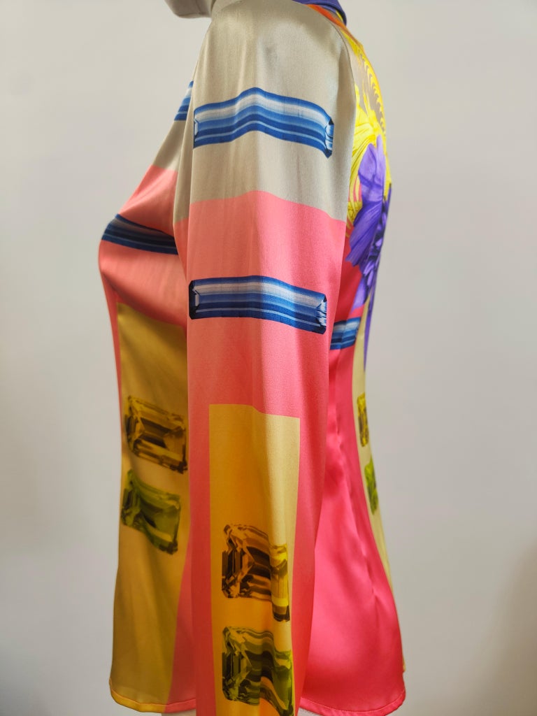 Versace multicoloured silk shirt For Sale at 1stDibs