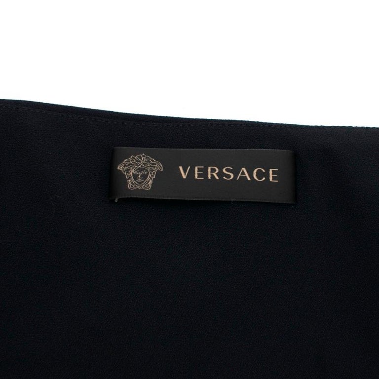 Versace Navy Twist One Shoulder Crepe Dress - Size US 2 at 1stDibs