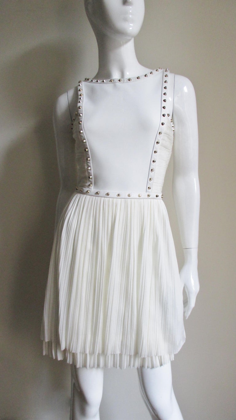 Versace Silk Dress with Studded Leather Straps For Sale at 1stDibs