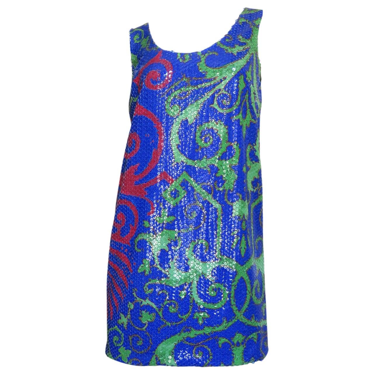Versace New Print Silk Dress at 1stDibs | versace sequin dress