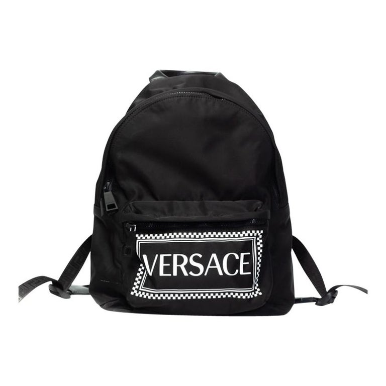 Versace Nylon Logo Stamp Backpack For Sale at 1stDibs
