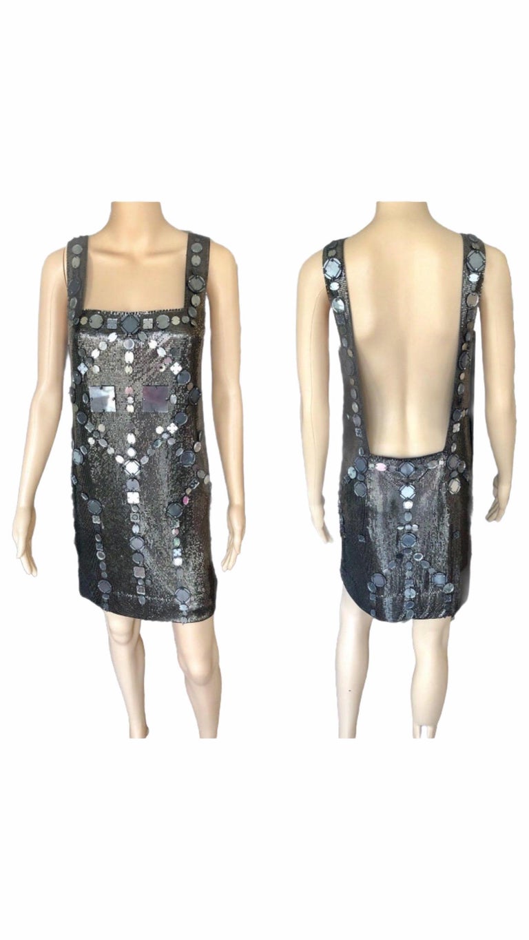 Versace Oroton F/W 2007 Runway Silver Metal Mesh Chain Mail Open Back ...