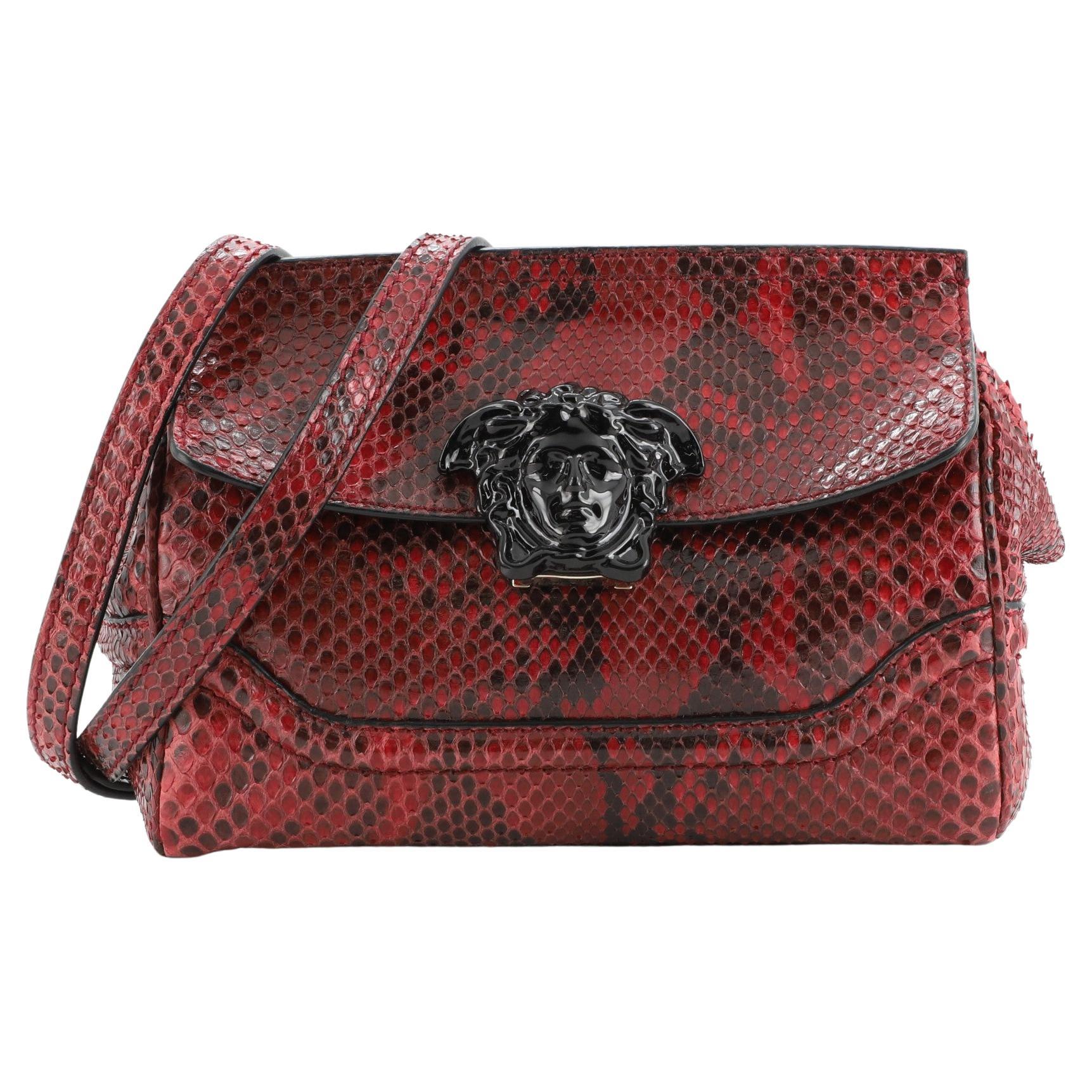 Versace Red Quilted Leather Studded Satchel For Sale at 1stDibs