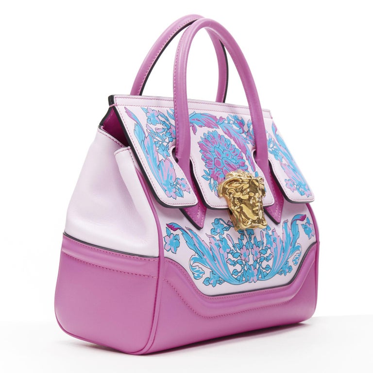 VERSACE Palazzo Empire Small Technicolor Baroque pink Medusa tote bag ...