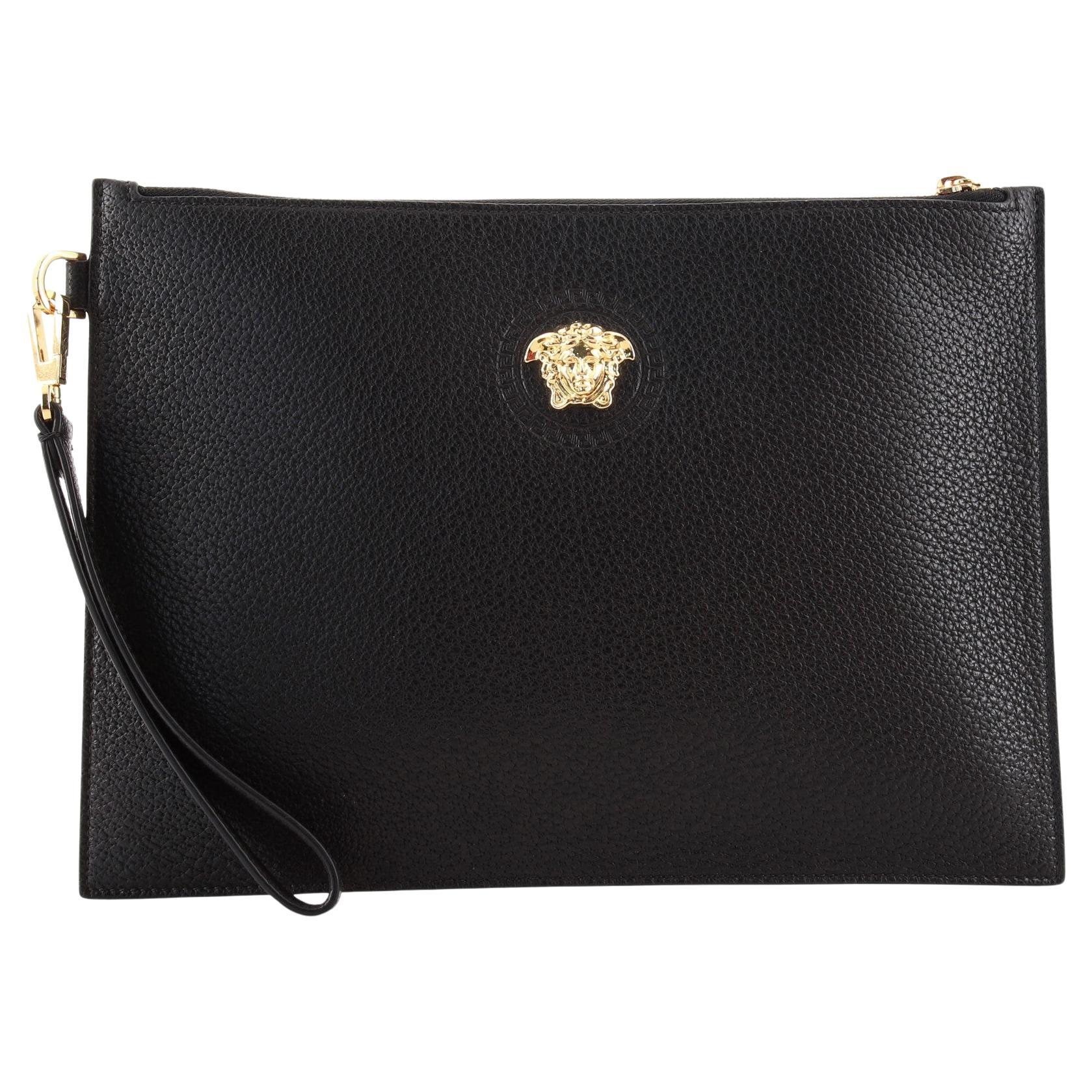 new VERSACE gold medusa coin calf leather flap long continental wallet ...