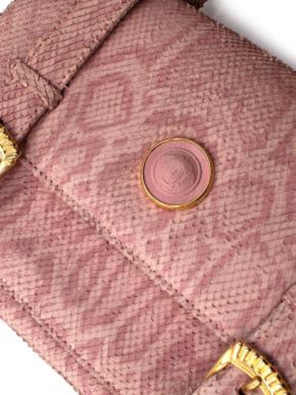 Versace Pink Gianni Vintage Snake Skin Messenger Bag For Sale at 1stDibs