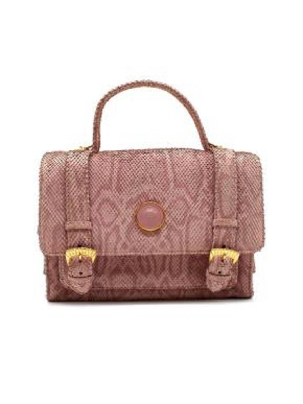 Versace Pink Gianni Vintage Snake Skin Messenger Bag For Sale at 1stDibs