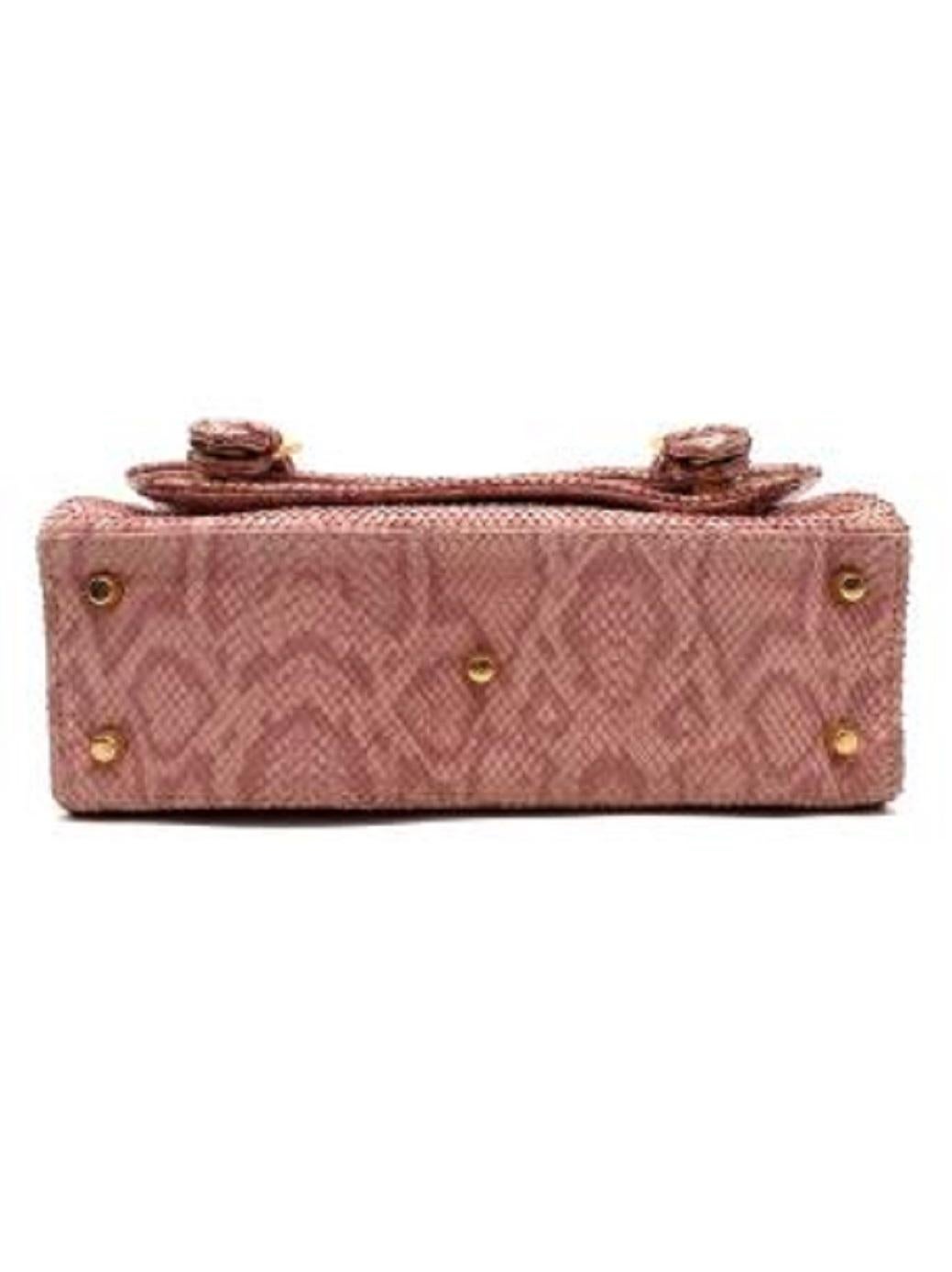 Versace Pink Gianni Vintage Snake Skin Messenger Bag For Sale at 1stDibs
